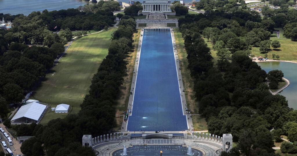 Reflecting Pool liner was cut with a sharp knife or razor, National ...