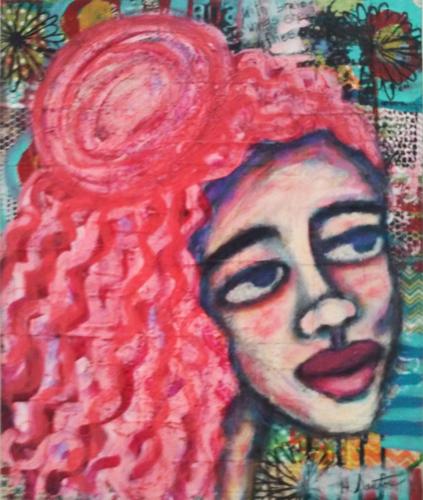 Chism artwork shown at library