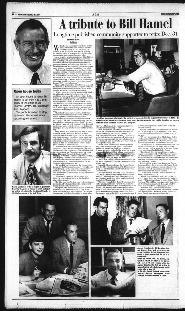 Community mourns death of retired JG-TC publisher Bill Hamel