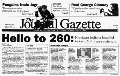 July 11, 2001: Lottery decides area will switch to 260 area code ...
