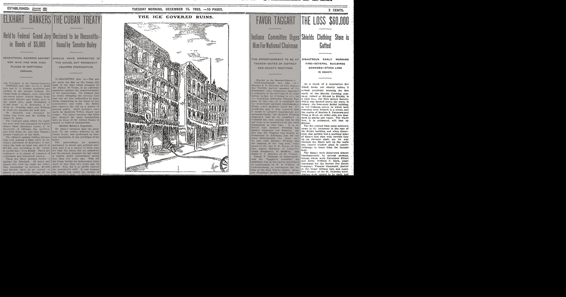 Dec. 14, 1903: Fire guts downtown Fort Wayne building on bitter cold ...