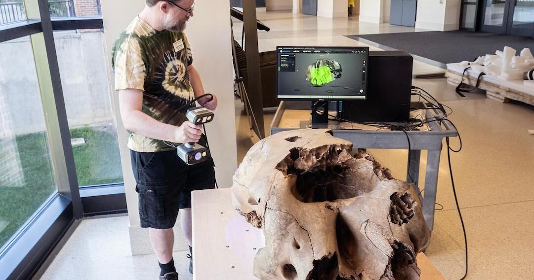 Education Notebook: Mastodon skeleton on display at Purdue University ...
