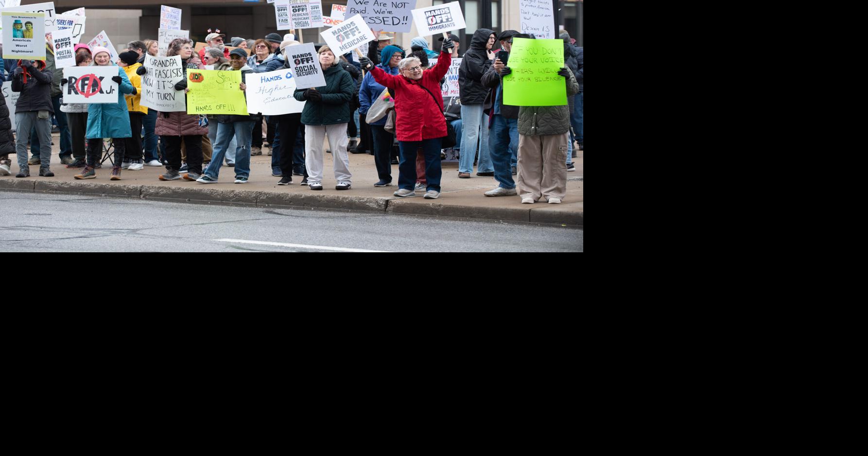 Hundreds protest Trump administration at Allen County Courthouse ...