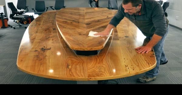 Wood cut from State Fair Park trees crafted into table