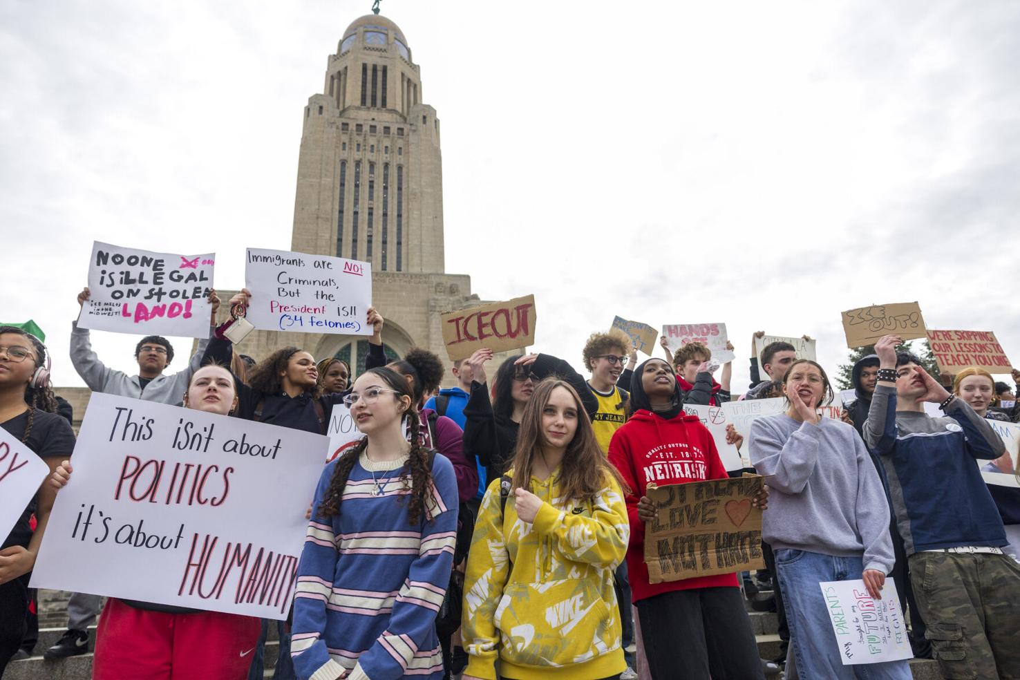 Lincoln students protest ICE at Nebraska Capitol