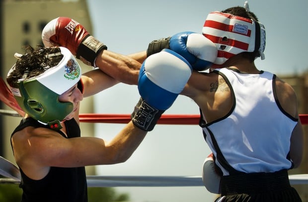 Boxing, MMA fans take in fighting outside Pershing Center