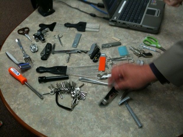 Sheriff shows off items confiscated at courthouse