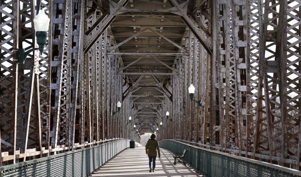 Yankton bridge over river becomes hot spot for pedestrians