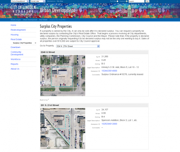 City now listing surplus property on website