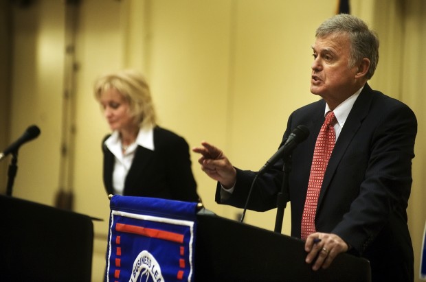 Beutler, Buffington spar in first mayoral debate