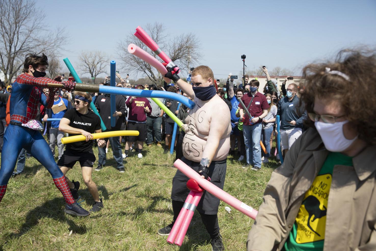 Photos: Hundreds battle with pool noodles for the name Josh