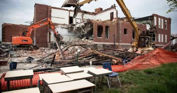 Photos: Crews tear down school