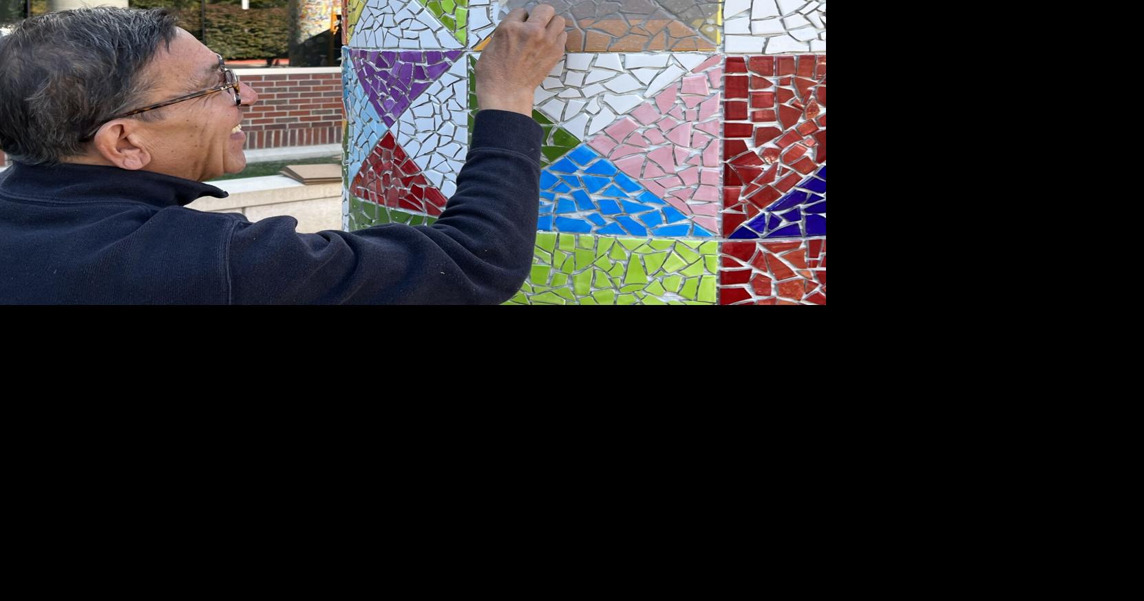 Mosaic columns and mural pay tribute to Bryan Health workers