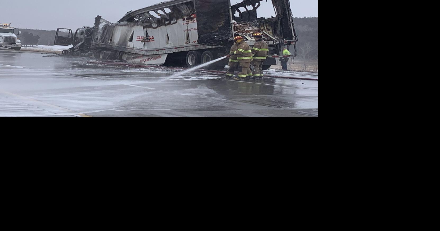One person hospitalized after semi catches fire on Interstate 80