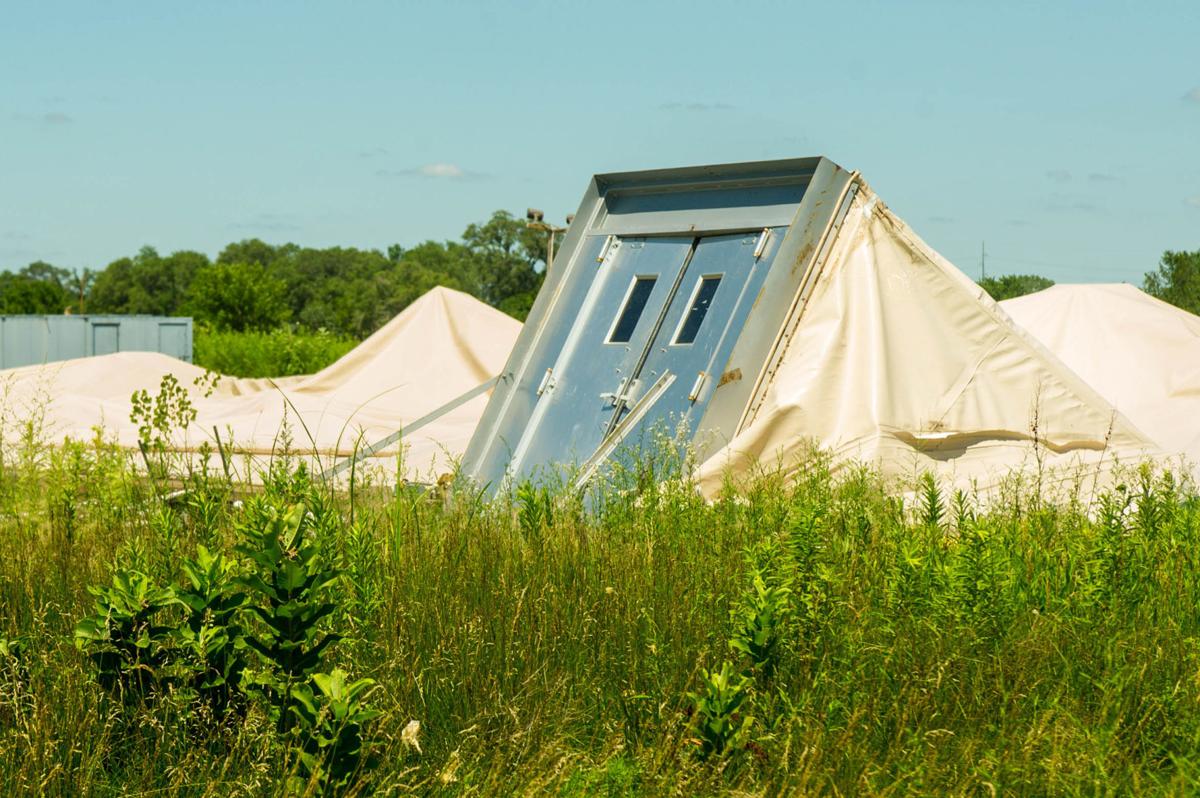 High winds peel back roof, split dome bubble at Abbott Sports Complex