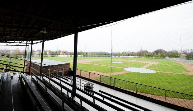 Foul weather backdrop for Sherman Field dedication