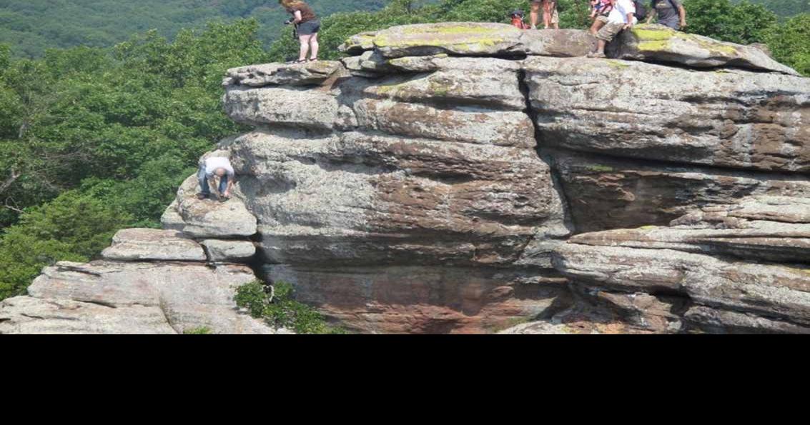 Falling off a rock formation