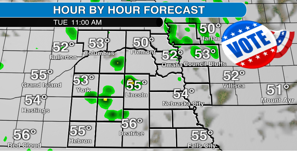 Isolated showers and storms for Election Day in southeast Nebraska