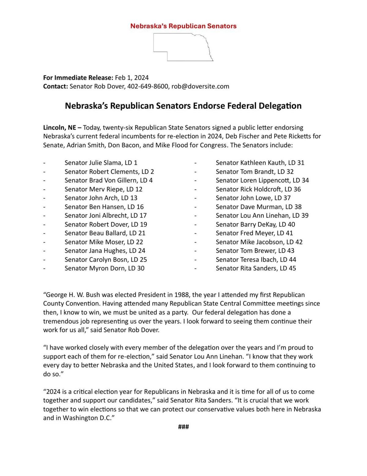 Dover endorsement letter