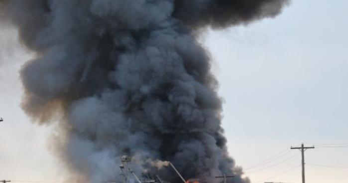 Scribner fire destroys grain elevator; smoke visible for miles
