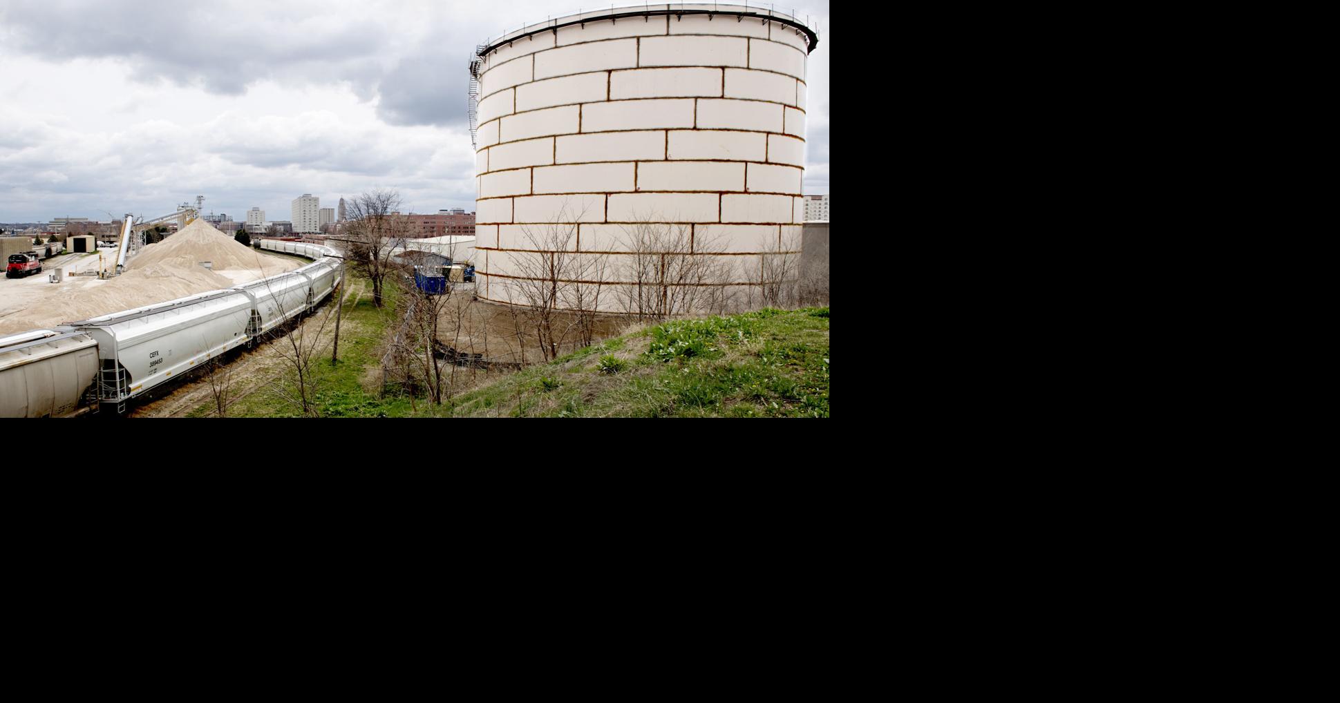 8 million-gallon water tank towering over campus