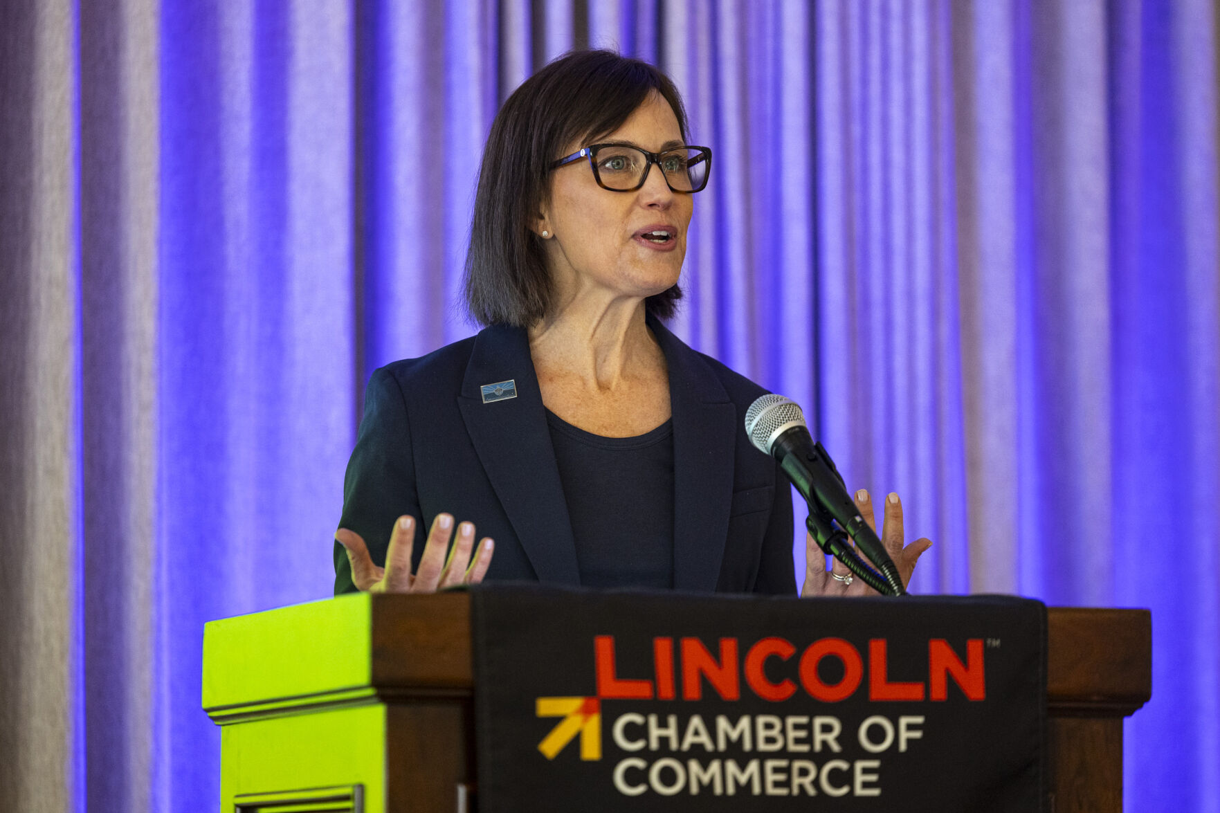 Lincoln Mayor Leirion Gaylor Baird faces the chamber