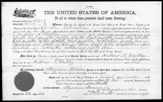 Nebraska is first to digitize homestead records