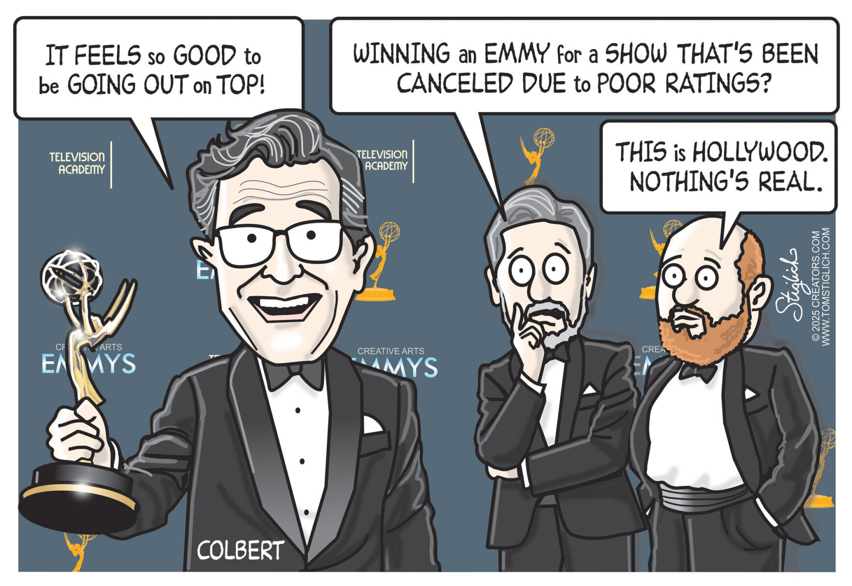 11 political cartoons cancel late-night TV hosts