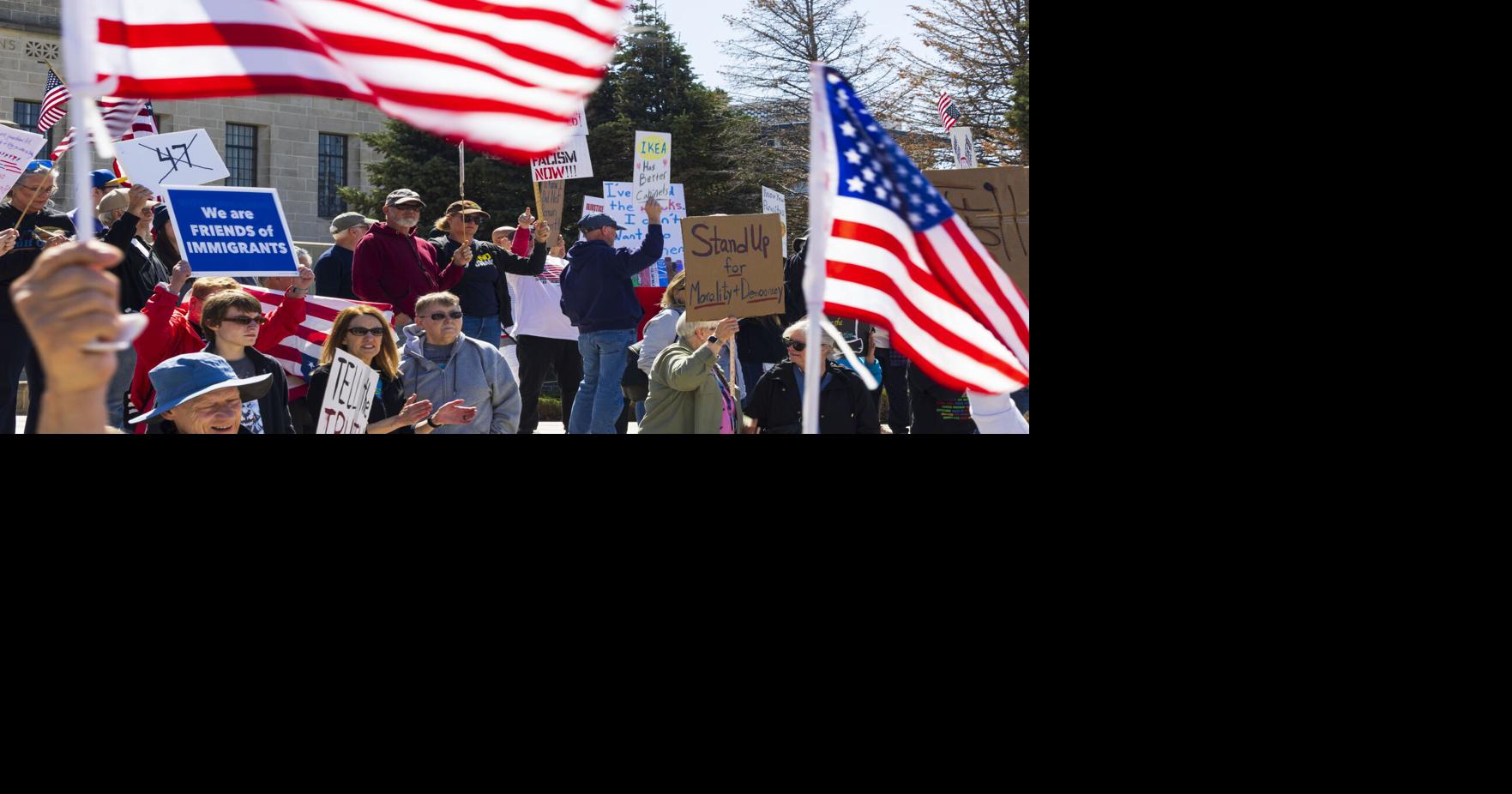 Anti-Trump protesters gather at Nebraska Capitol in Lincoln