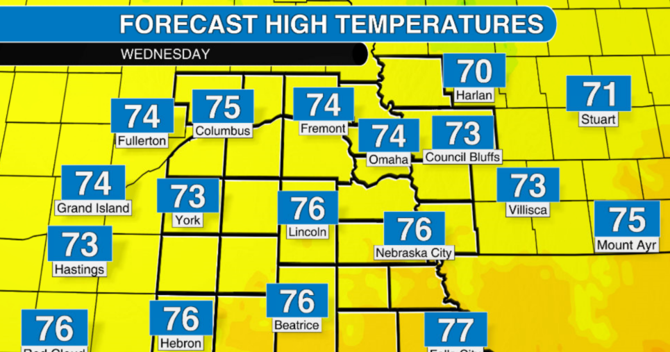Cooler today in southeast Nebraska, another cold front Thursday