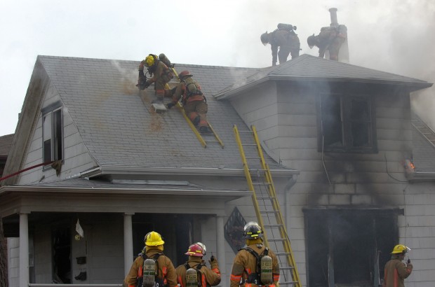 Fire destroys house at Ninth and Garfield