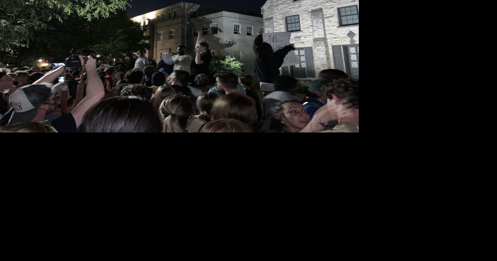 Hundreds protest outside UNL fraternity after reported sexual assault