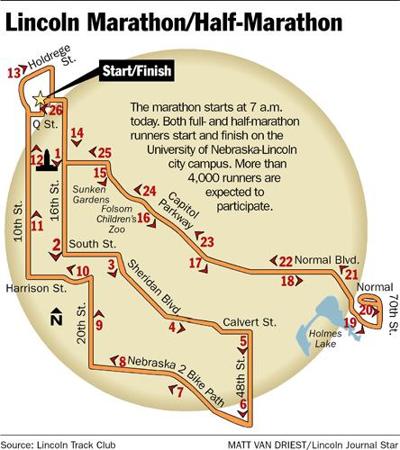 Lincoln Marathon/Half-Marathon map