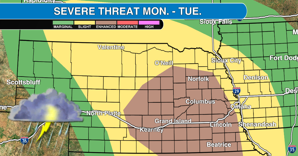 Severe weather in the forecast for Nebraska and western Iowa