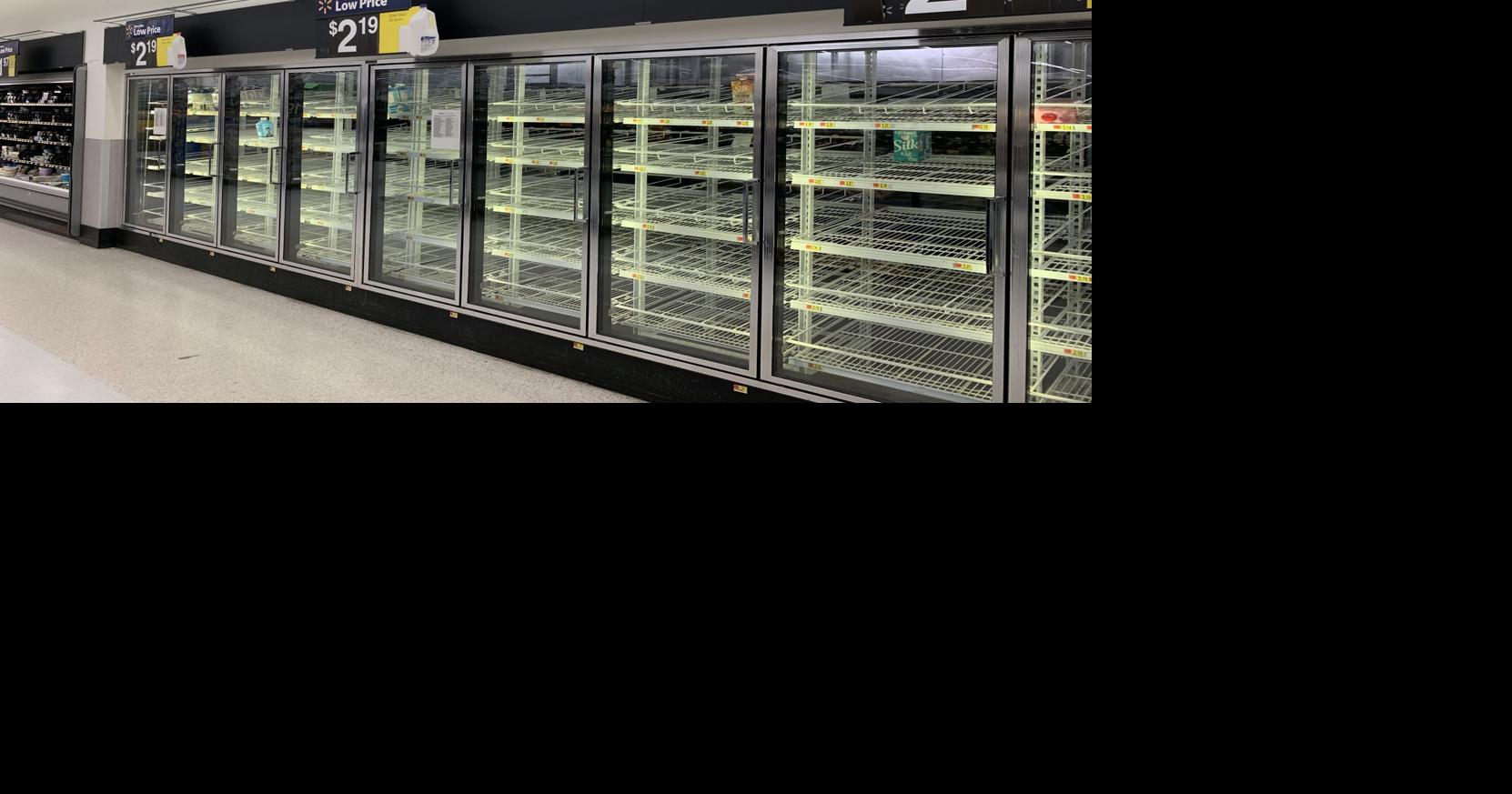 Empty Walmart shelves after coronavirus announcement in March 2020