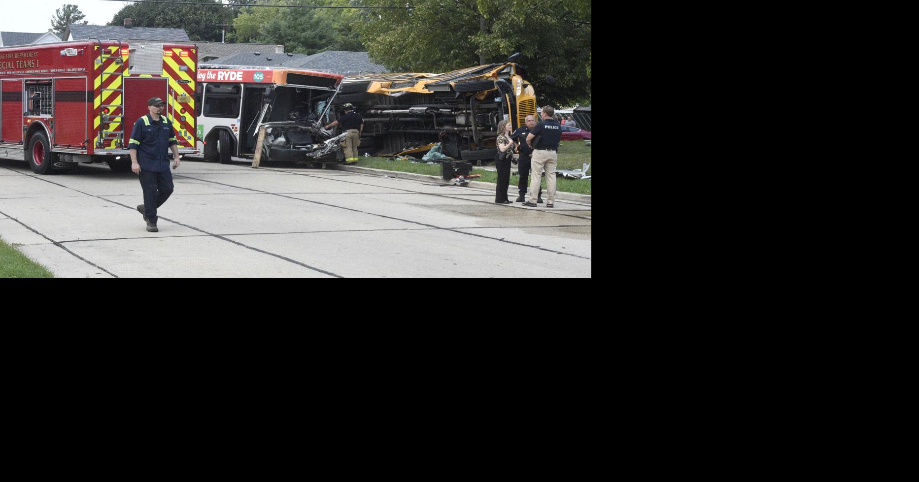 Several injured in school bus, RYDE Racine bus collision