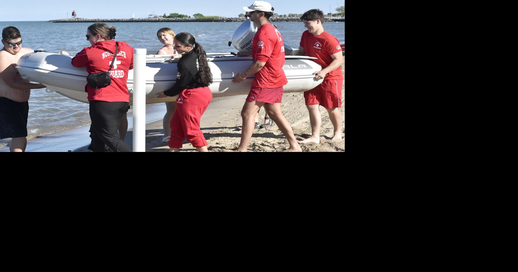 Seven photos of North Beach lifeguard training in May 2024
