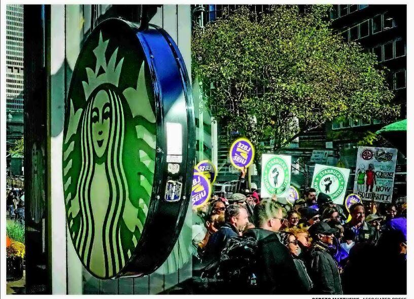 Starbucks employees walk out