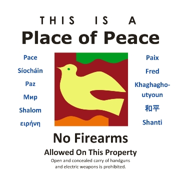 Local groups offer peace-themed no-weapons sign