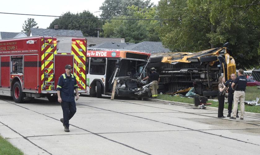 Several injured in school bus, RYDE Racine bus collision
