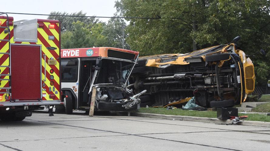 Several injured in school bus, RYDE Racine bus collision