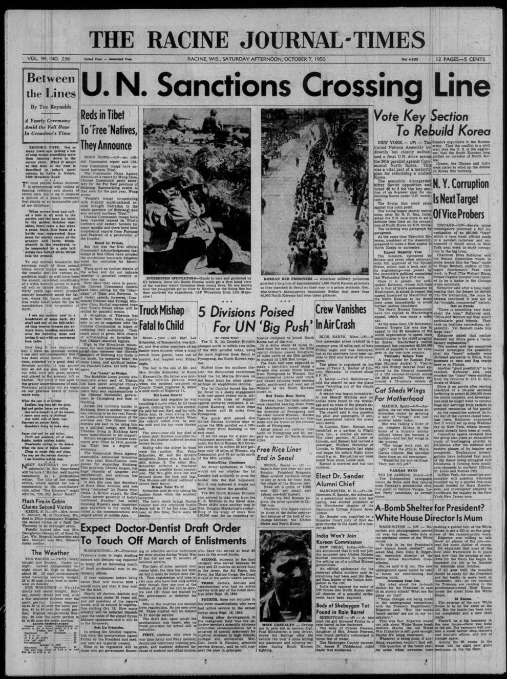 Oct. 7: The Journal Times pages from the past