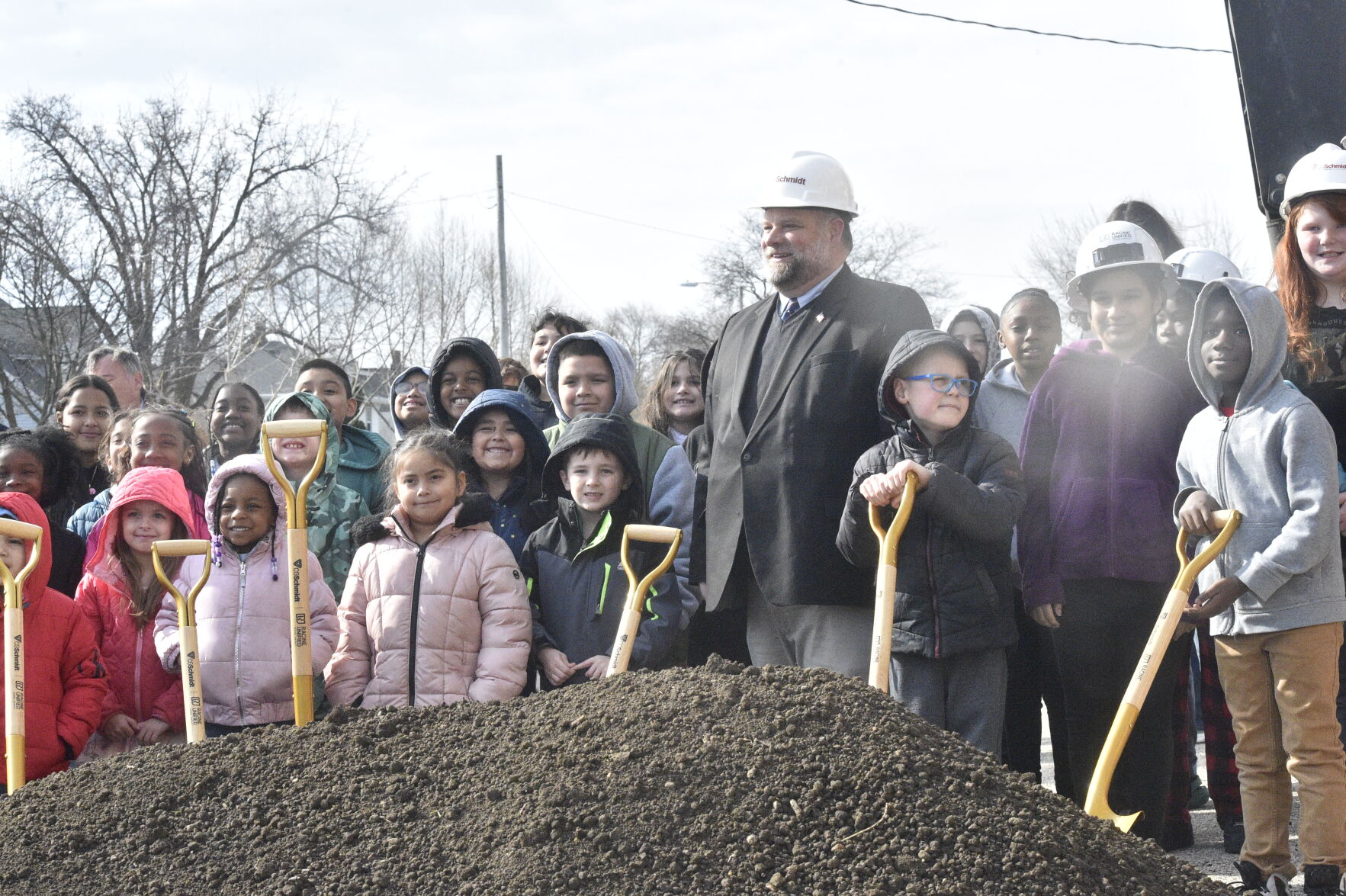 Eleven photos of groundbreakings at Fratt, Gifford schools