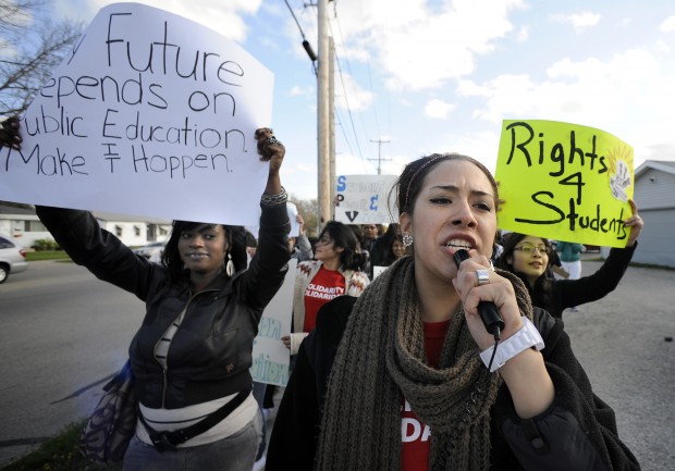 Group marches on Monday afternoon in support of student bill of rights