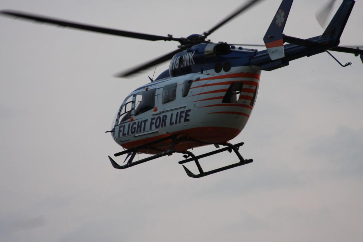 Two injured, one transported via Flight for Life, after crash