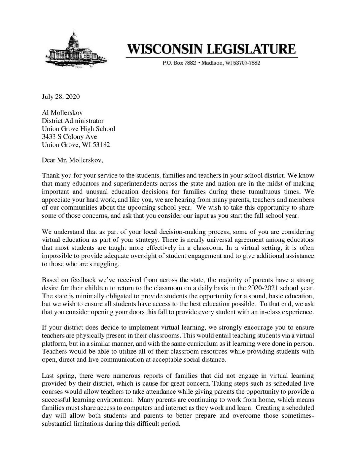 CLICK HERE TO READ the letter encouraging Wisconsin school district ...