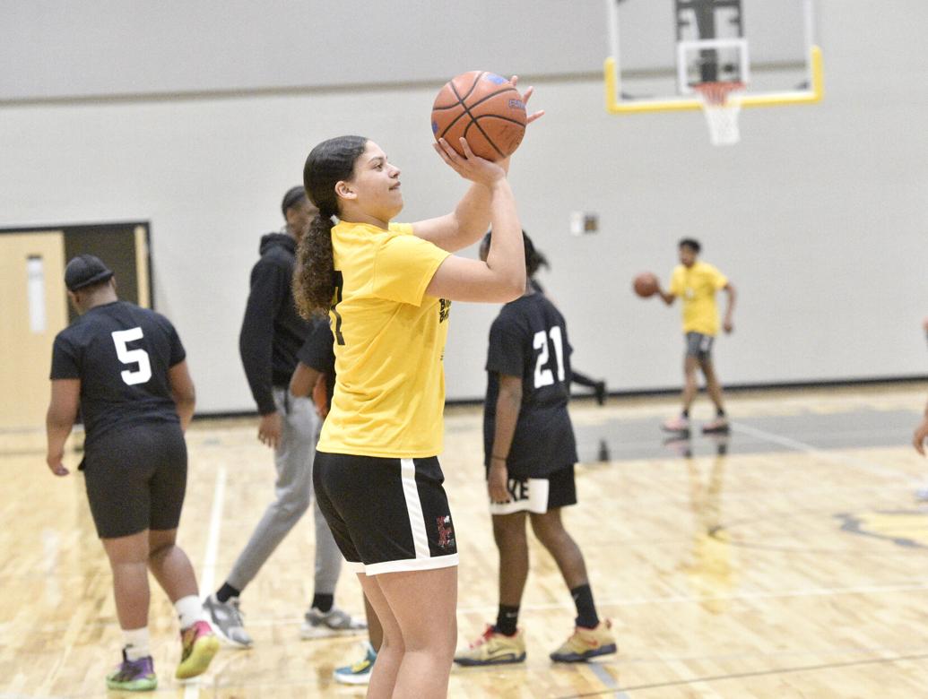 Eleven photos of a "Bigger than Basketball" event at Jerstad-Agerholm