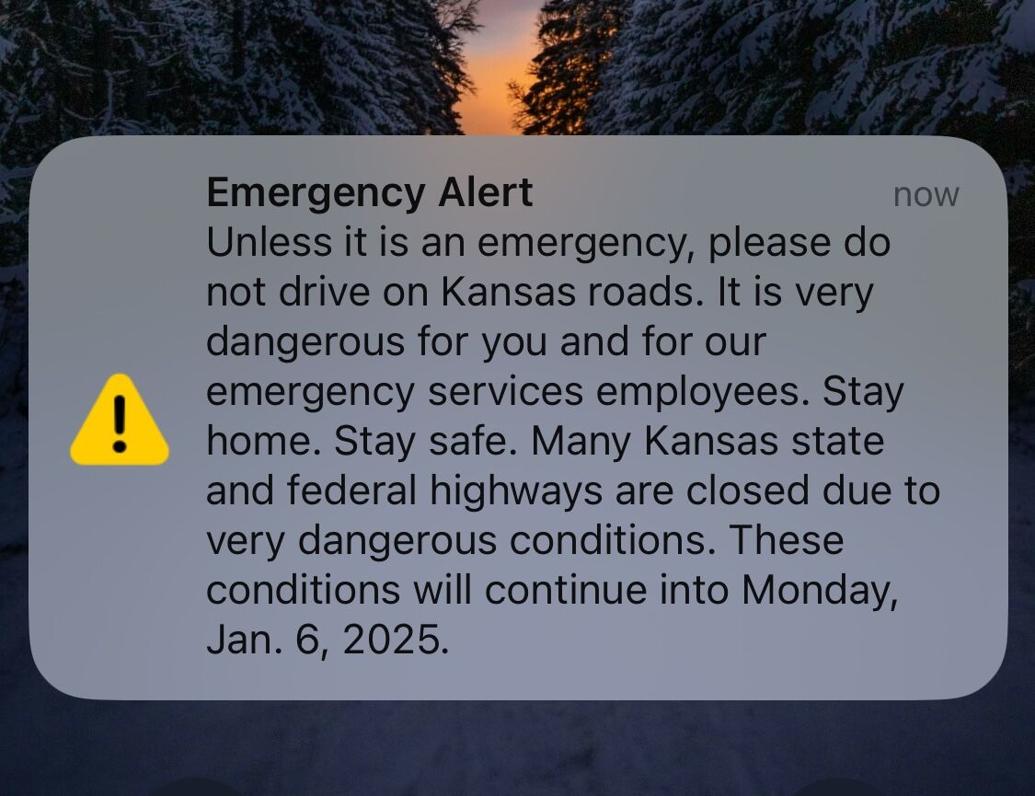 'Do not drive on Kansas roads': Emergency alert issued urging Kansans ...
