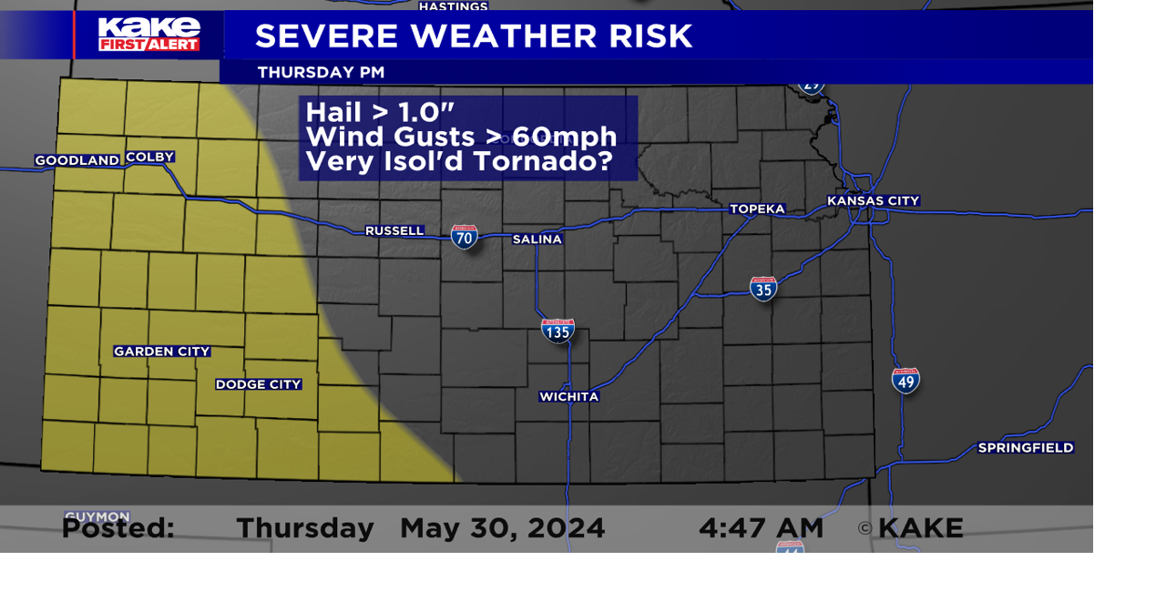 More showers and storms Thursday, some possibly severe | Weather | kake.com