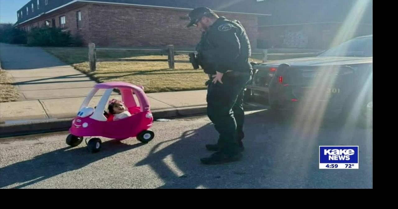 Looks like police pulled over this toddler for excessive cuteness ...